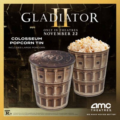 Gladiator 2 AMC Tin Arena Colosseum Popcorn Bucket With Lid Shield New ...
