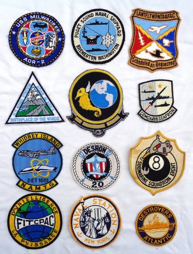 12 assorted 1960's-current USN US Navy patches submarine Adak ...