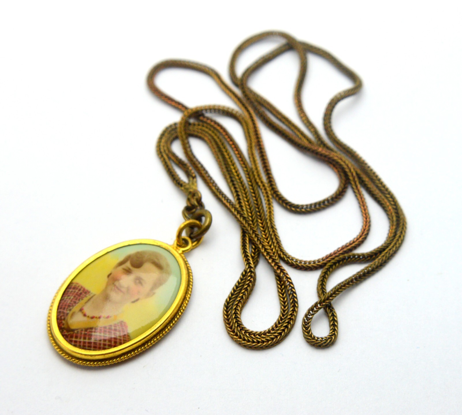 ANTIQUE LADY PHOTO PORTRAIT CHAIN NECKLACE PENDANT | eBay