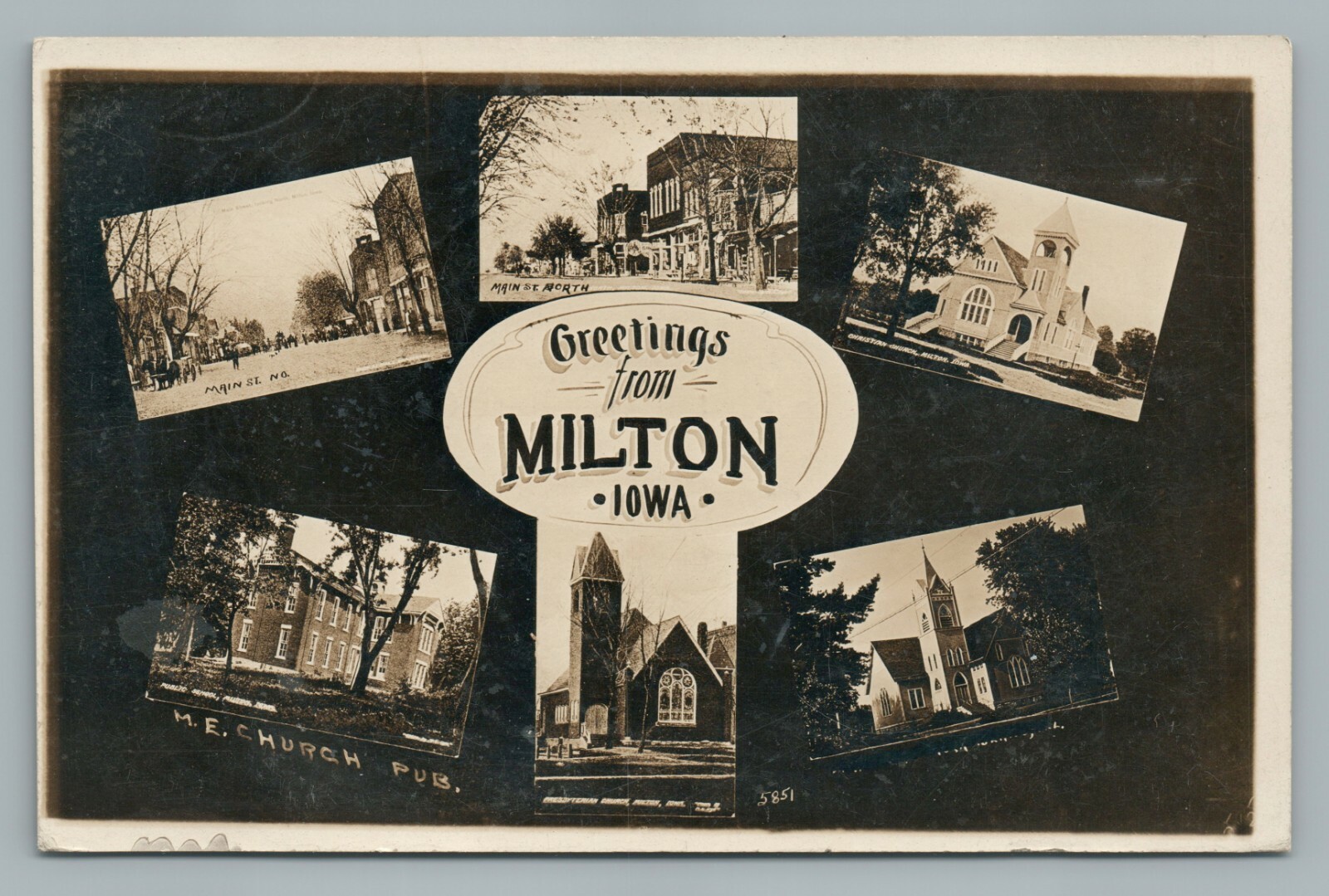 Greetings from MILTON Iowa RPPC Vintage Multiview Photo Postcard—Main ...