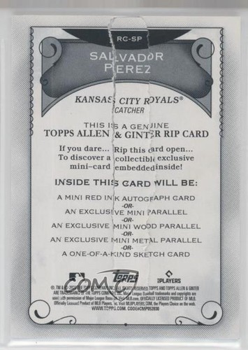 2022 Topps Allen & Ginter - Rip Cards Salvador Perez #RC-SP Ripped /99 ...
