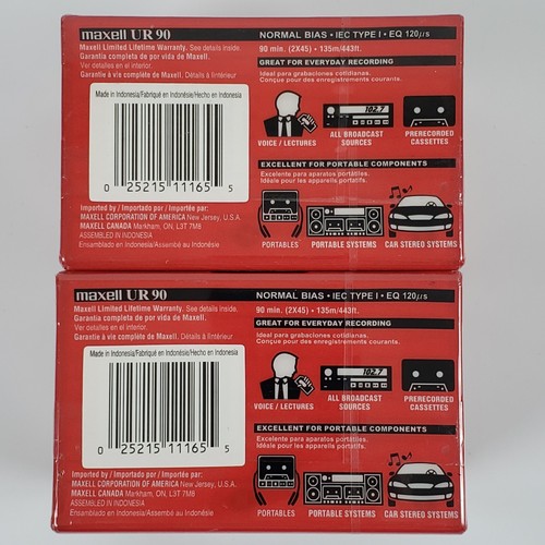 Maxell Audio Cassette Tapes 10 Pack UR 90 Minutes Normal Bias Blank NEW ...