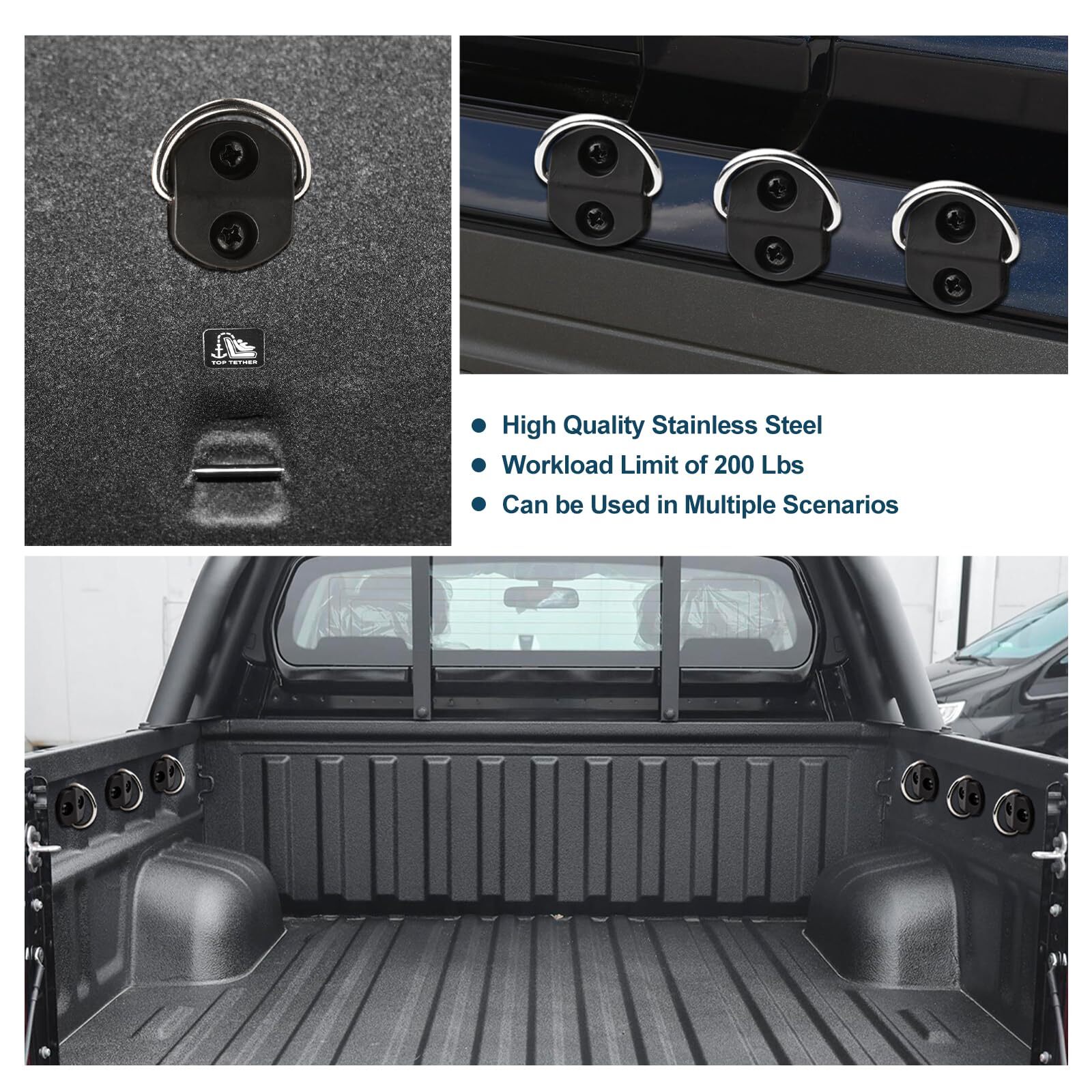 6 Pcs D-Ring Tie Downs Small D-Rings Anchor Lashing Ring Cargo Net Tie ...