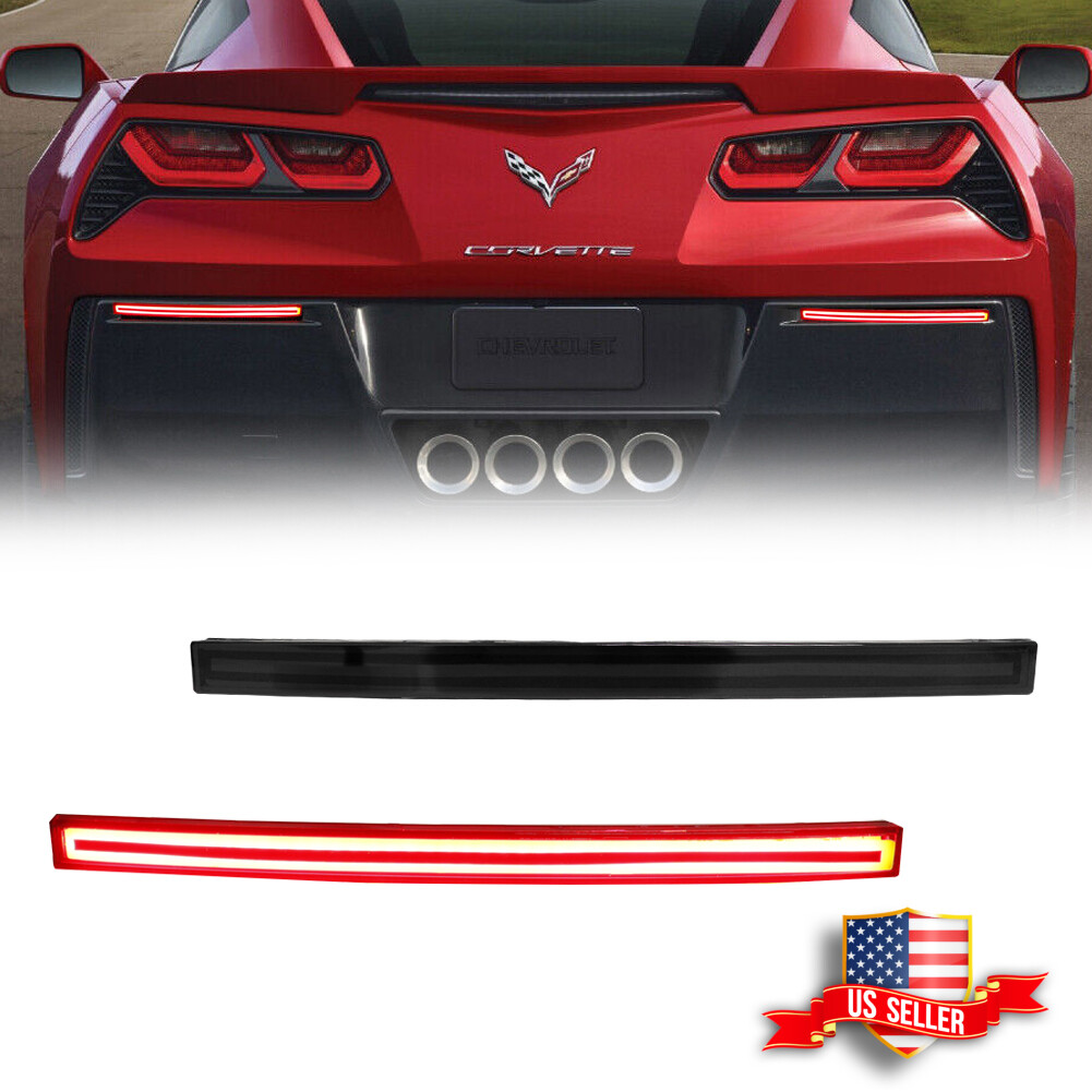For 14-19 Chevy Corvette C7 Smoke Red LED Rear Bumper Reflector Tail ...