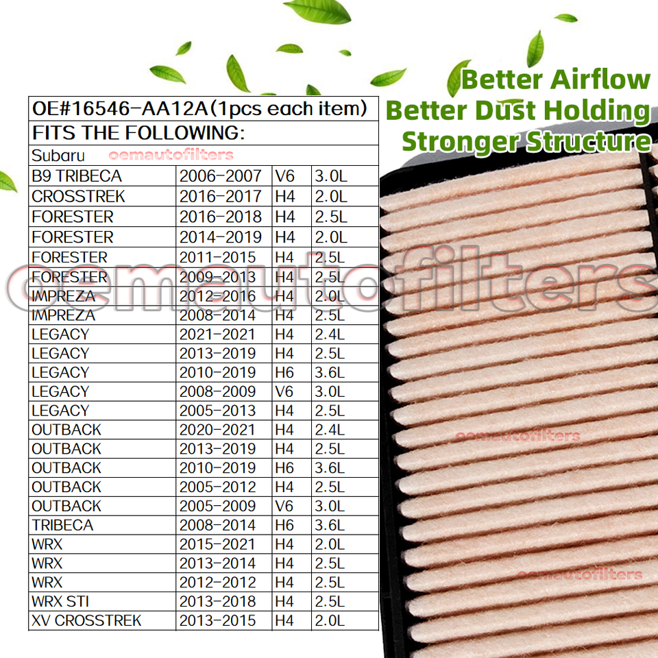 OEM Air Filter Subaru WRX OUTBACK CROSSTREK 16546AA12A A35592 CA9997 | eBay