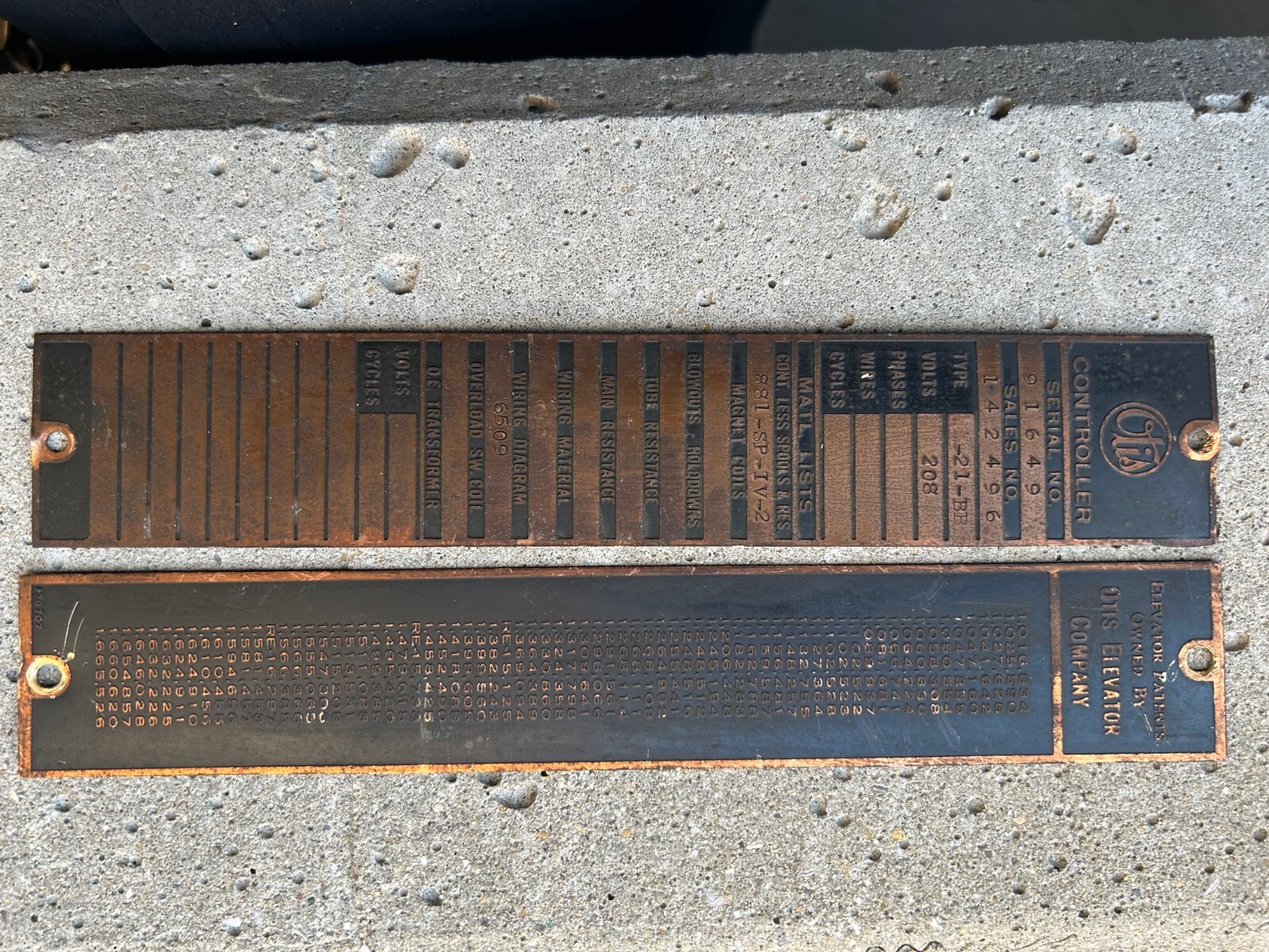 Antique Otis Elevator data tags | eBay