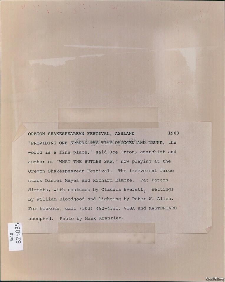 1983 Daniel Mayes Richard Elmore In Farce What The Butler Saw Theater ...