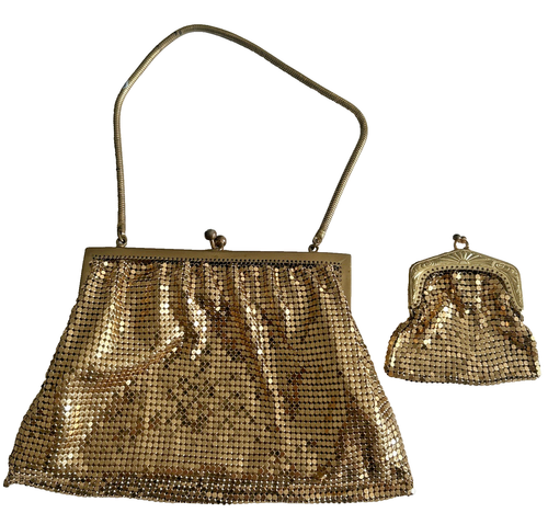 GOLD COLOURED CHAIN METAL Evening Bag & Matching Coin Purse-Vintage | eBay
