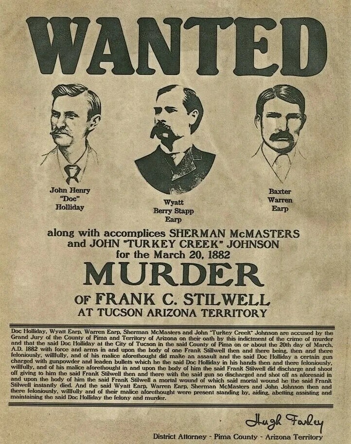 Wyatt Earp & Doc Holliday Crime Wanted Poster 8x10 Picture Celebrity Print | eBay