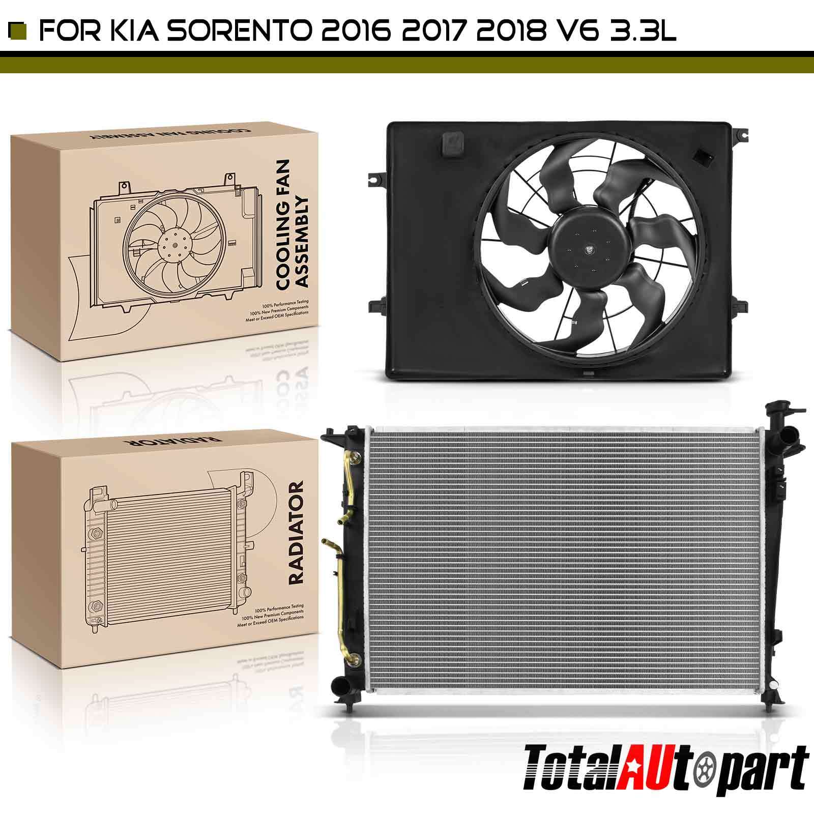 Radiator & Cooling Fan with Shroud Kit for Kia Sorento 2016 2017 2018 ...