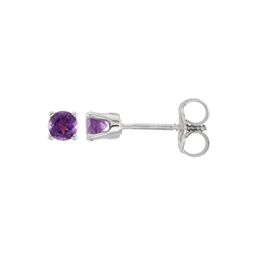 Kids 3mm Amethyst Youth Threaded Post Earrings in 14k White Gold | eBay