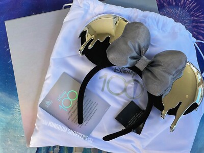 2022 Disney D23 Disney 100 TWDC100 Silver Melted Drip Ears Headband New ...