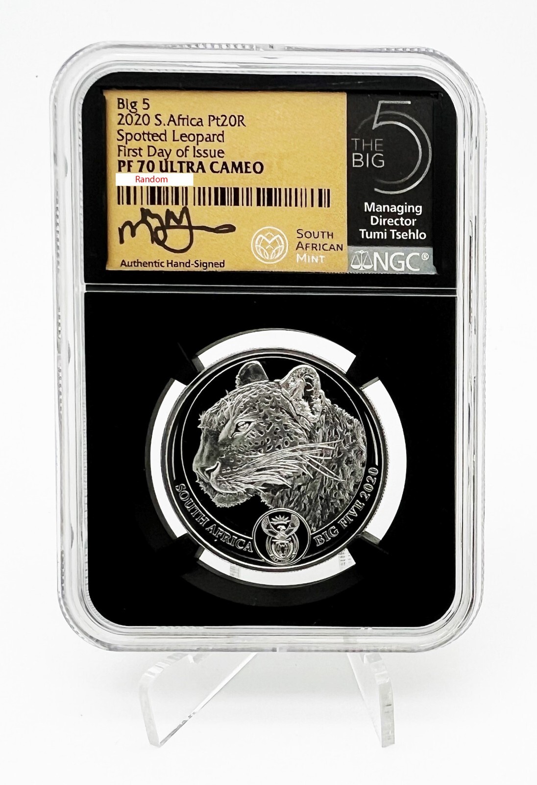 South Africa 2020 20 Rand Big Five SPOTTED LEOPARD 1 oz Platinum Coin ...