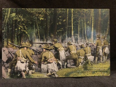 WW1 American Soldiers in Action Behind Firing Line Color Antique War ...