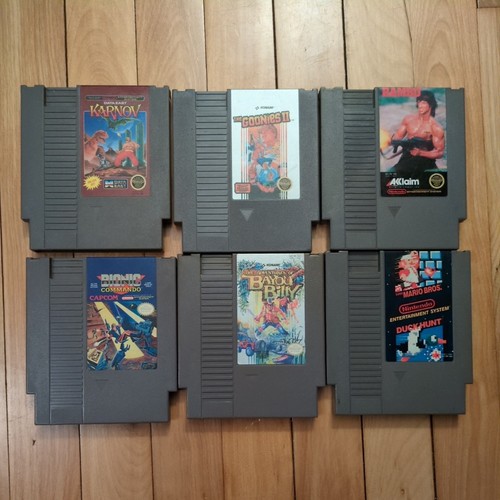 NES Lot Of 6 Games ~ Karnov, Goonies 2, Rambo, Super Mario, Bionic ...