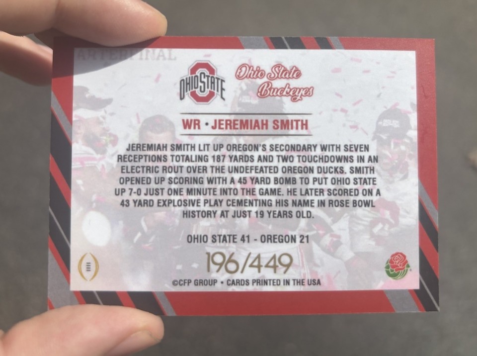 Jeremiah Smith Rose Bowl Ohio State Football Card CFP Holo Auto /449 | eBay