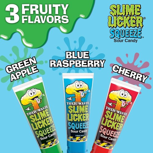 3x Tubes Toxic Waste Slime Licker Squeeze Assorted Sour Tiktok Candy ...