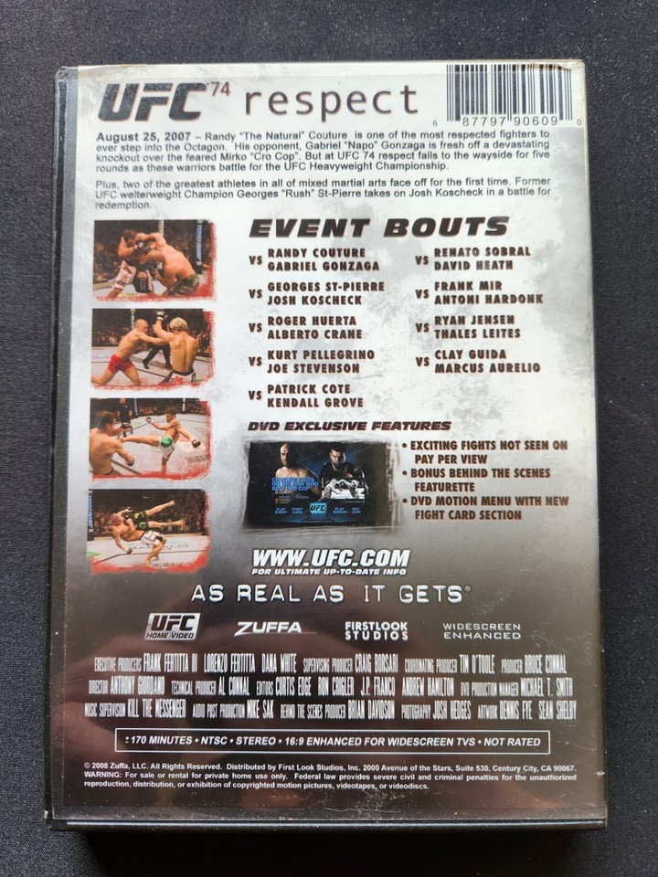 UFC 74: Respect - DVD - VERY GOOD Couture vs Gonzaga 687797906090| eBay