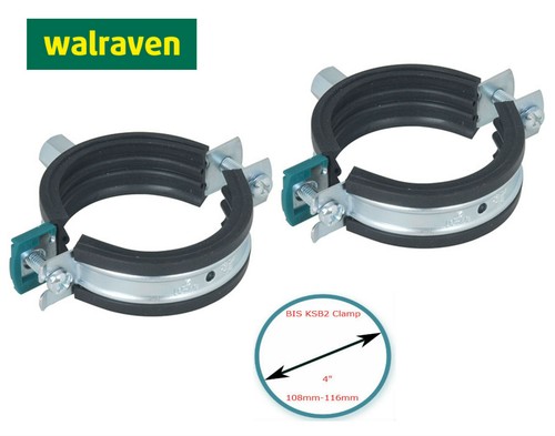 2 x 4" Walraven Rubber Lined Pipe Rings, Clamps M8/10 Pipe Hanger ...