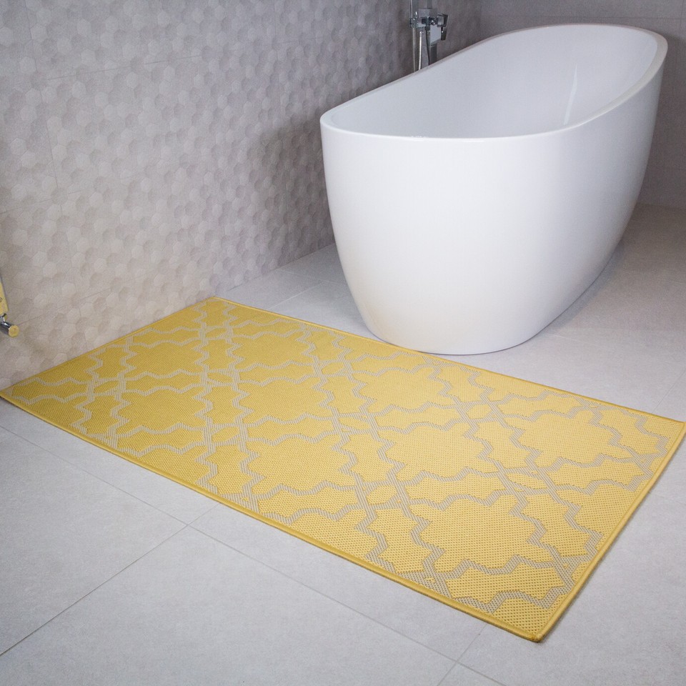 Yellow Indoor Outdoor Rugs for Garden Hose Washable Mustard Plastic ...