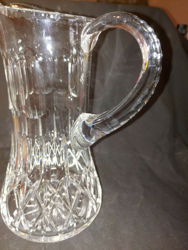 LEAD CRYSTAL WATER PITCHER DIAMOND PATTERN 9 " HIGH EXC. COND. | eBay