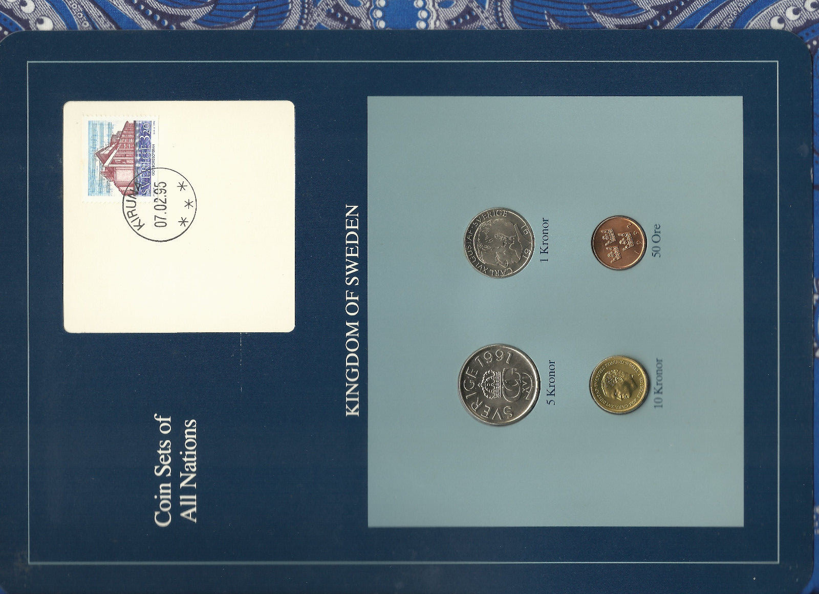 Coin Sets of All Nations Sweden w/card UNC 5,1 Kronor 1991 10 Kronor,50 ...