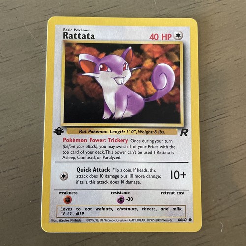 RATTATA Pokemon Card - WOTC - 1st Edition - Team Rocket - 66/82 NM Near ...