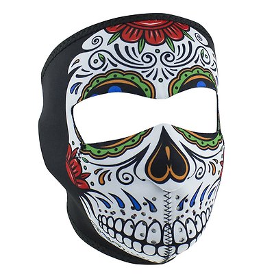Muerte Sugar Skull Day of Dead Neoprene Full Face Mask Biker Reversible ...