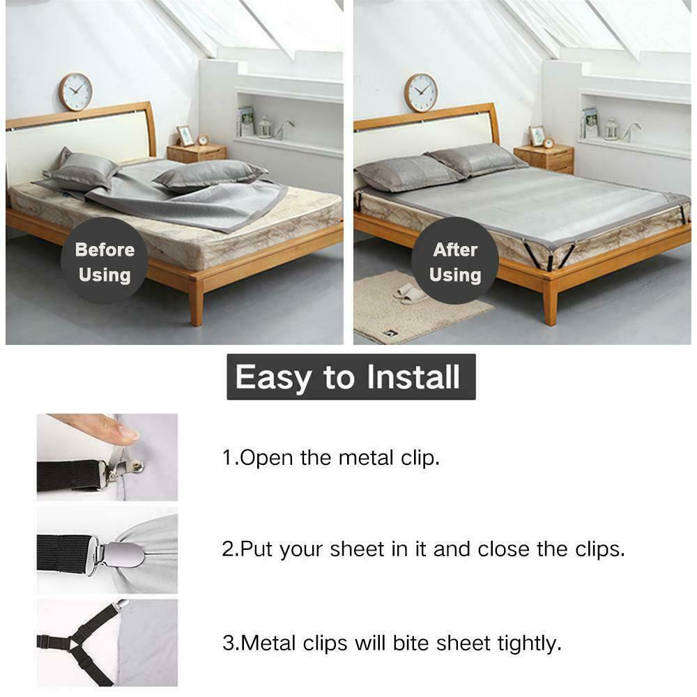 TRIANGLE BED SHEET MATTRESS HOLDER CLIPS FASTENER GRIPPERS SUSPENDER ...