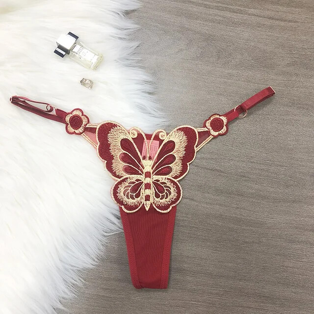 Custom Letter Sex Lace Thong Women Butterfly Low Waist Panties G ...