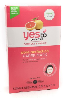 Yes To Grapefruit CORRECT & REPAIR Paper Mask, 5 Single Use Maskes .037 ...