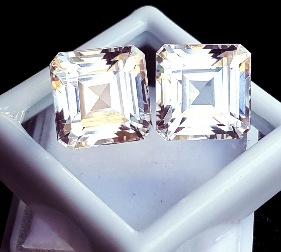 Natural White Sapphire Loose Gemstone Pair 9 to 10 Ct Certified Square ...