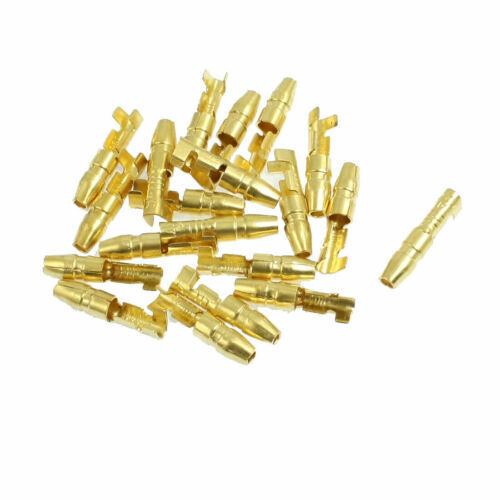 20 Pcs Gold Tone Brass Male Crimp Terminals Pin 4mm Wiring Connectors ...