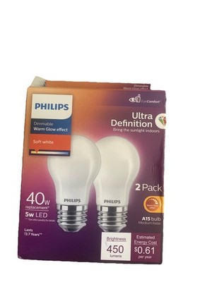 Philips Ultra Definition Soft White 40w LED Bulbs A15 Medium Base E25, 2 Pack | eBay