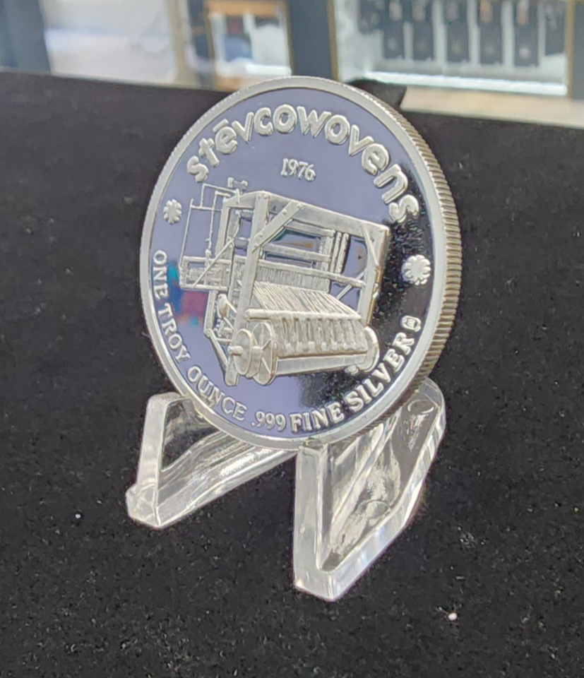 1976 Engelhard Stevco 1 oz Silver Round [Stevcoknit / Stevcowovens ...