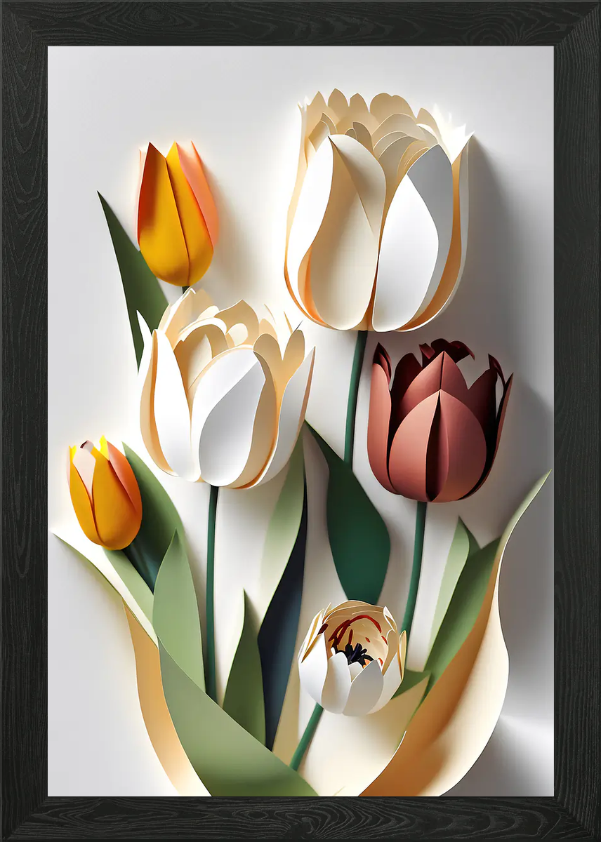 tulips paper craft Framed Wall Art Poster Canvas Print Picture | eBay UK