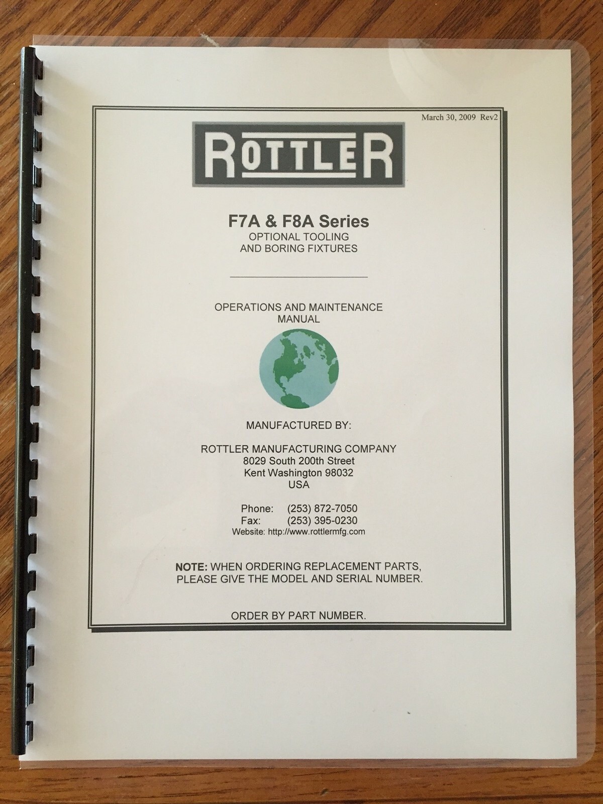 Rottler F7A & F8A Optional Tooling, Fixtures, Operations and ...
