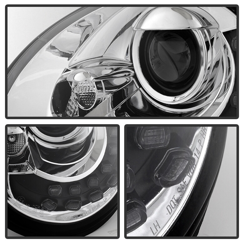 Fits 1998-2005 Volkswagen Beetle Led DRL Projector Headlights Pair Left ...