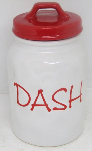 Medium Ceramic White/Red "Dash" Lidded Canister. | eBay