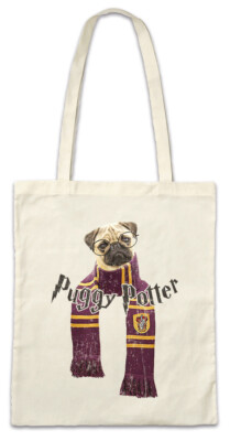 Puggy Potter Stofftasche Einkaufstasche Harry Fun Nerd Mops Möpse mit ...