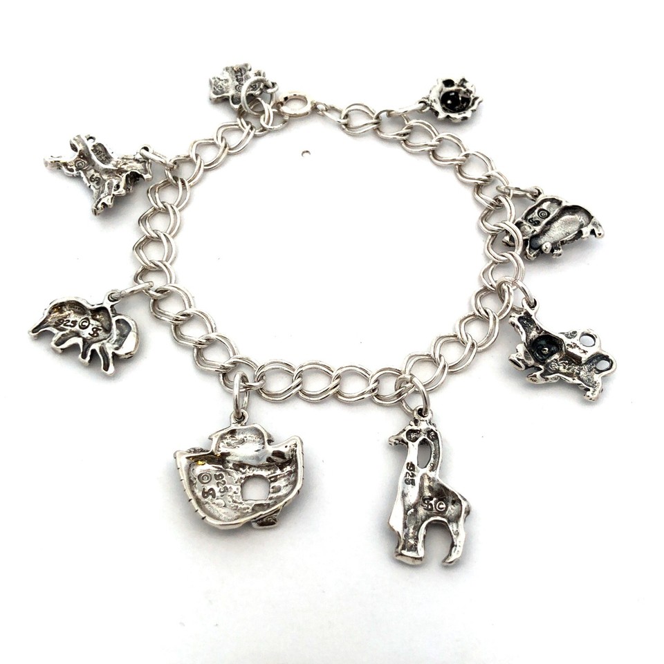 Designer 925 Sterling Silver Noahs Ark Animals Bible Story Chain Charm ...