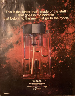 PRINT AD 1970 Scripto Vu-Tane Refillable Butane Lighter Made Space ...