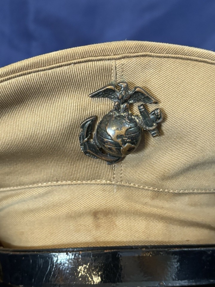 Old 1930’s WW2 USMC Marine Tropical Tan Visor Hat Cap w/ EGA Great ...