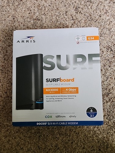 ARRIS G34 SURFboard DOCSIS 3.1 Gigabit Cable Modem and AX3000 Wi-Fi 6 ...