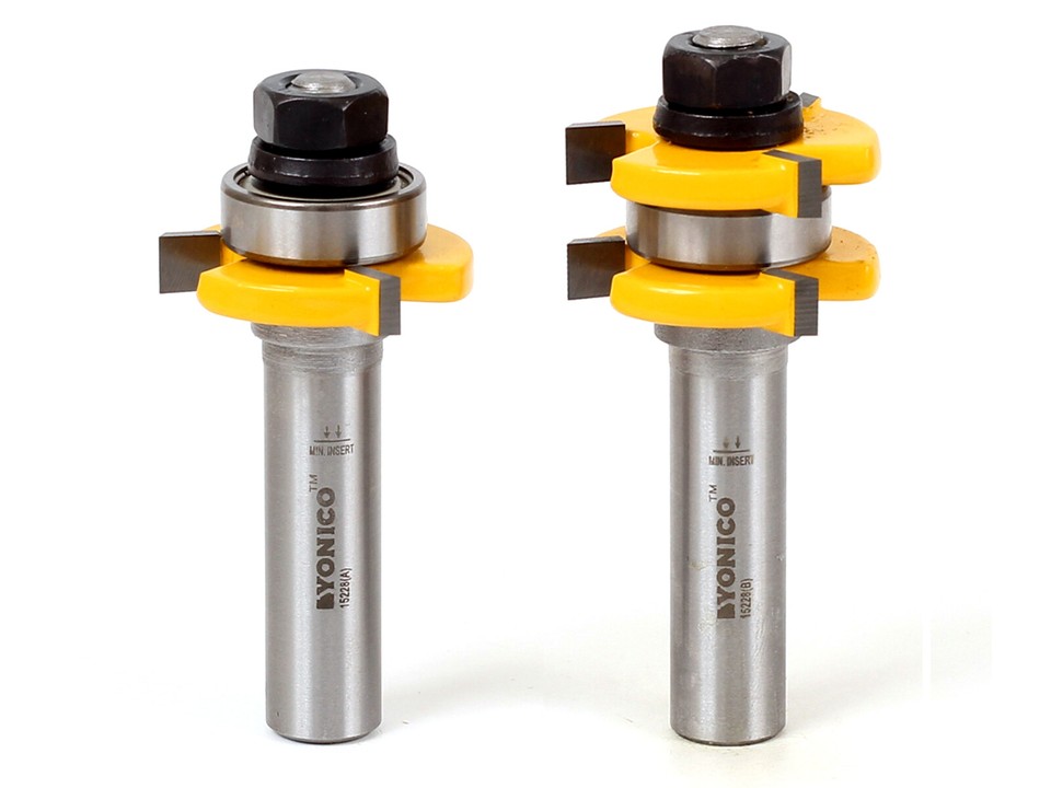 3/4" 2 Bit Tongue and Groove Router Bit Set - 1/2" Shank - Yonico 15228 ...