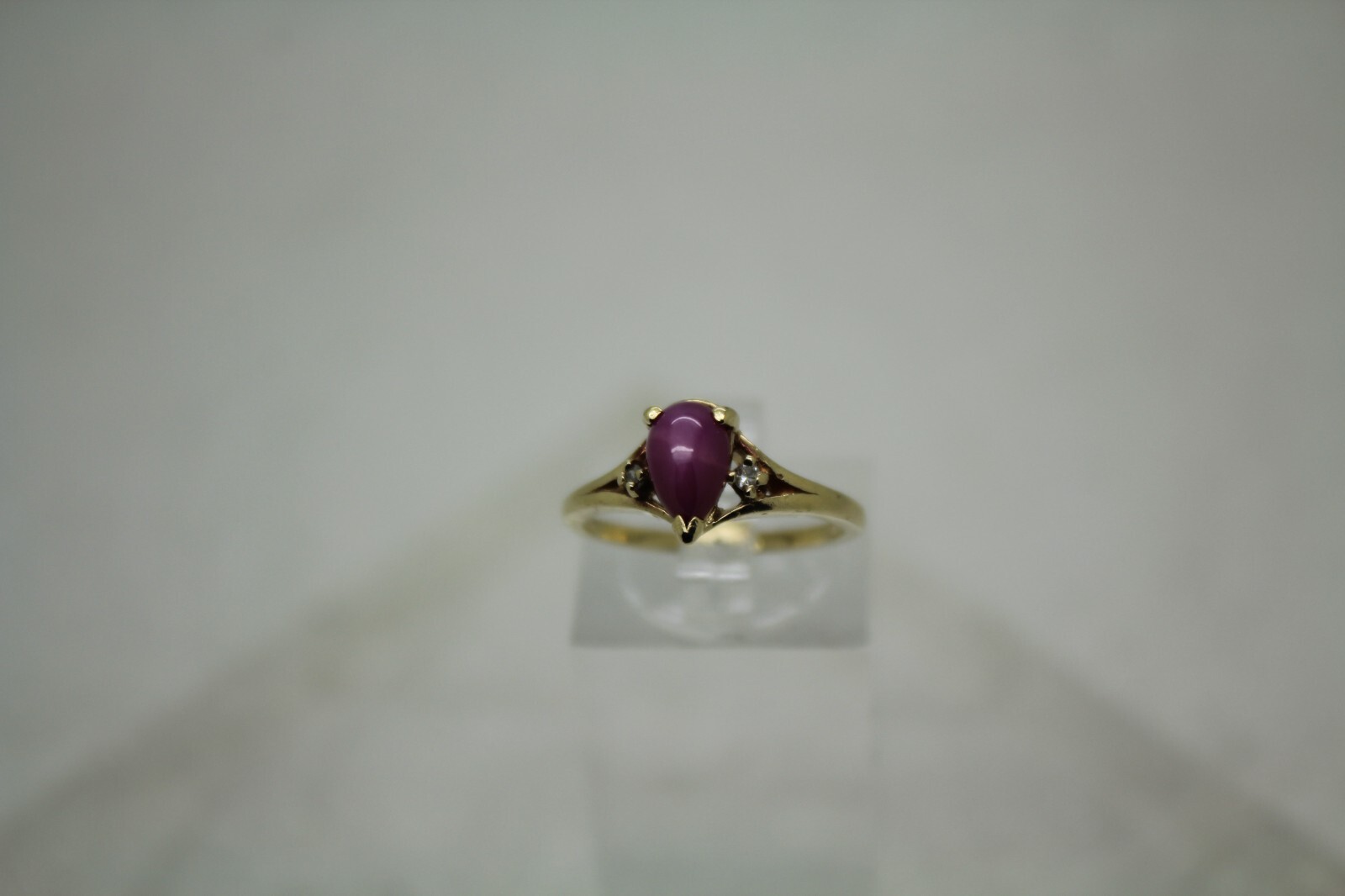 Signed RW 14k Yellow Gold PINK SAPPHIRE LINDE STAR DIAMOND accent RING ...