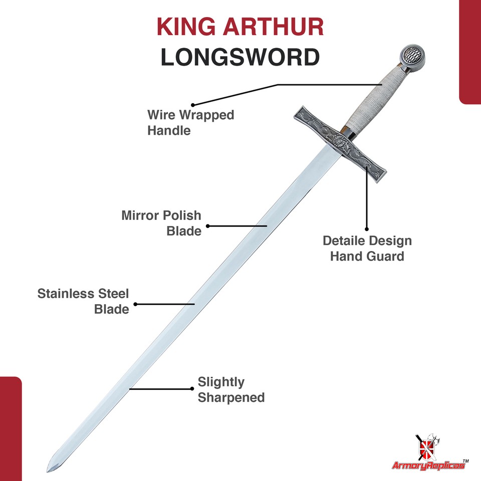King Arthur Medieval Knight Arming Sword with Scabbard | eBay