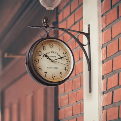 Outdoor Garden Paddington Station Wall Clock Double Sided Hanging ...