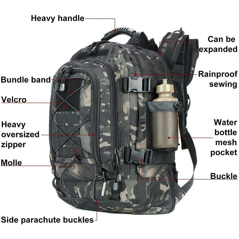 60L Military Tactical Backpack Hiking Climbing Waterproof Nylon Pack | eBay