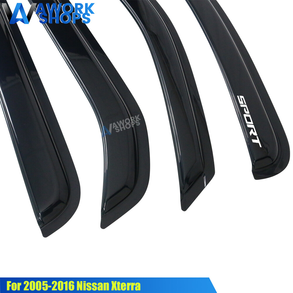 Fits 05-16 Nissan Xterra N50 Window Visors Rain Guard Vent w/ White ...